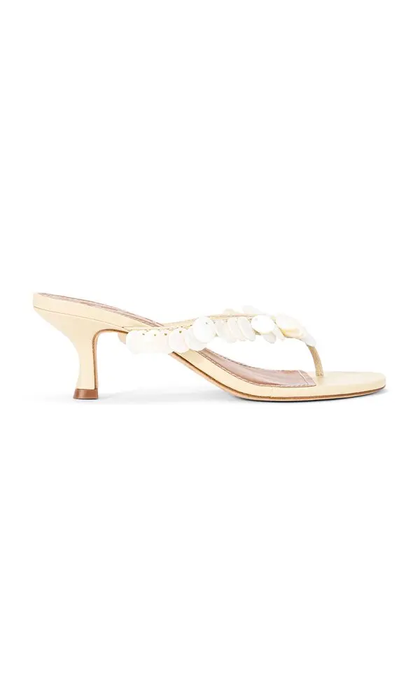 Staud Staude Freja Mid Heel Sandals With Sequins - White