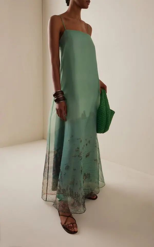 staud organza dress sale Staud Calluna Thyme Sheer Organza Maxi Dress