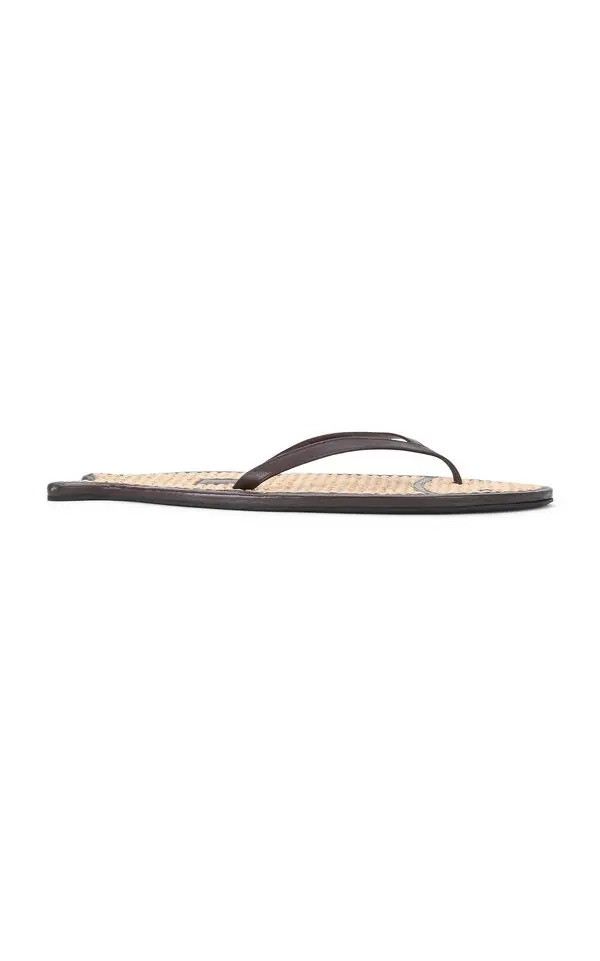 Staud Fish Flop Leather Flip Flops - Neutral