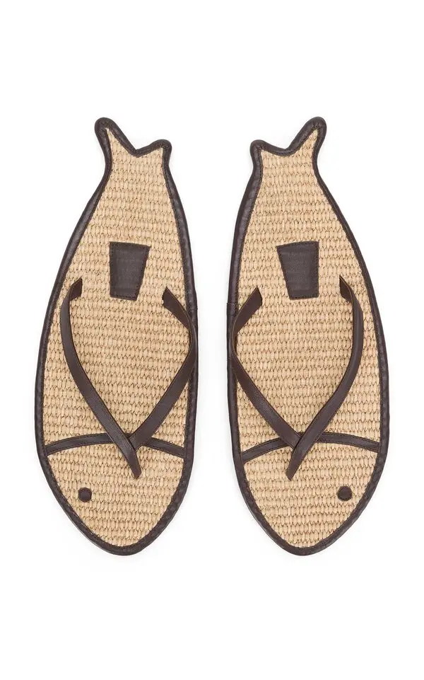 Staud Fish Flop Leather Flip Flops