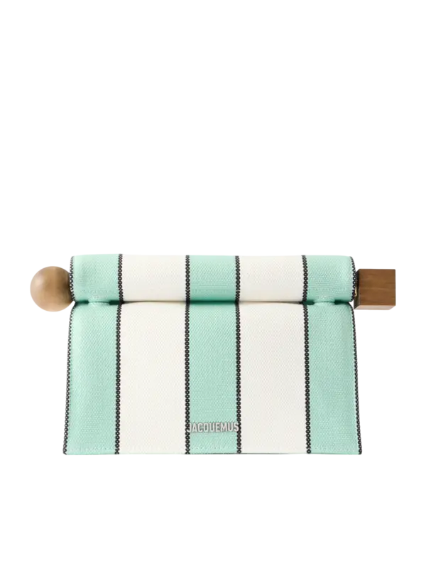 Jacquemus La Plage Leather-trimmed Striped Clutch - Blue