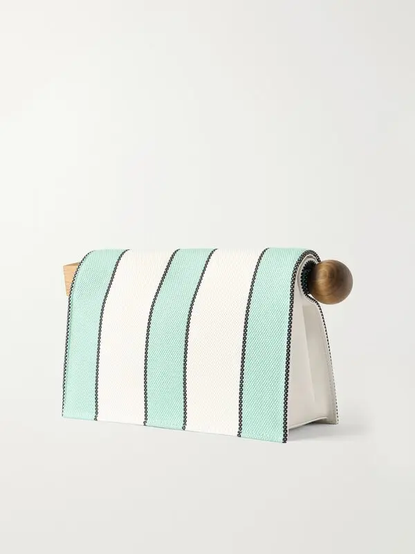 Jacquemus La Plage Leather-trimmed Striped Clutch - Blue