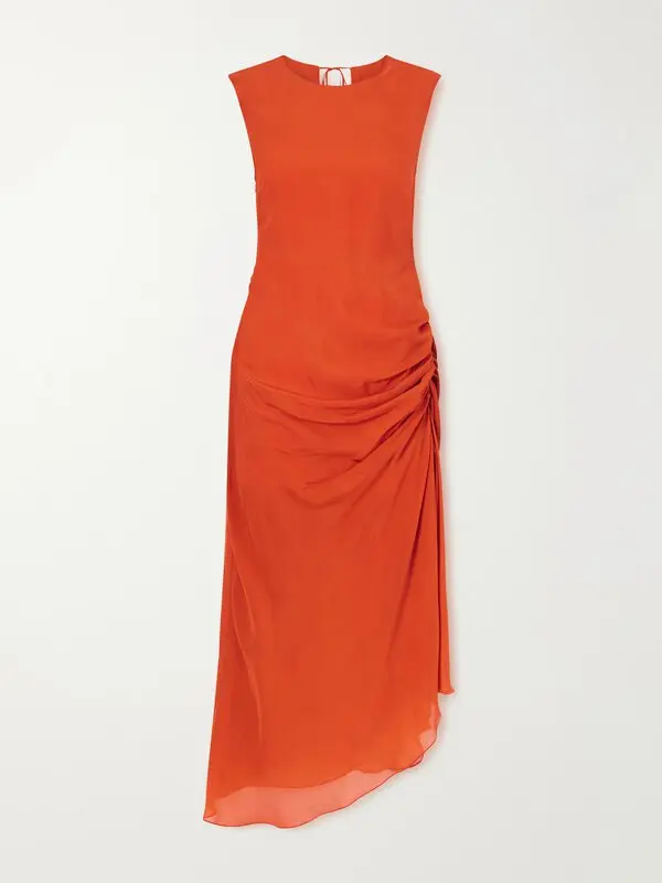 LIBEROWE Enya Gathered Silk-chiffon Midi Dress
