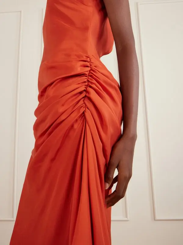 LIBEROWE Enya Gathered Silk-chiffon Midi Dress