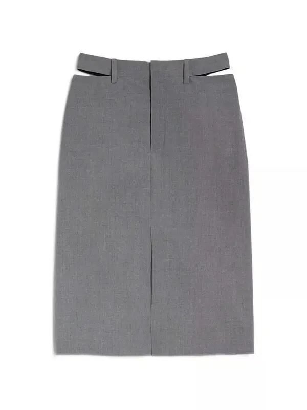JIL SANDER Cut-out Slit Midi Skirt - Grey