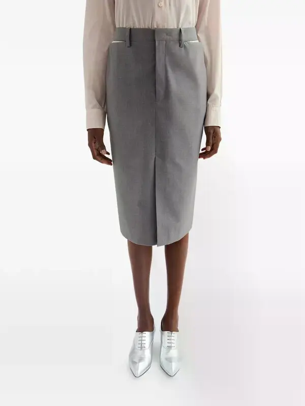 JIL SANDER Cut-out Slit Midi Skirt - Grey