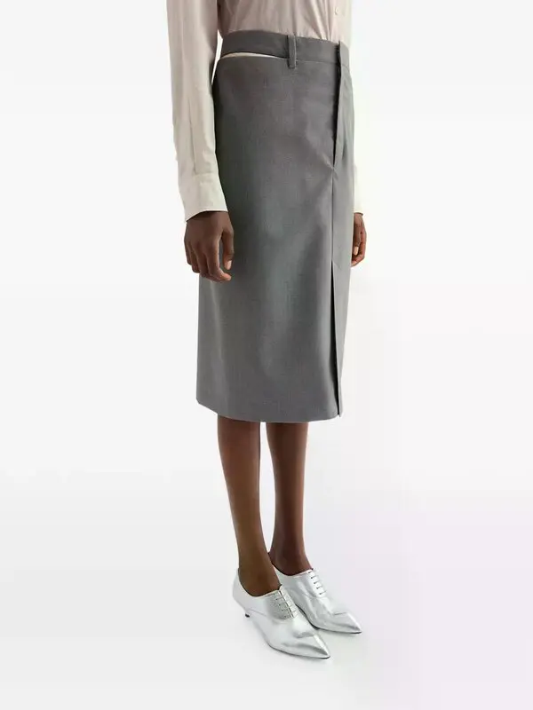 JIL SANDER Cut-out Slit Midi Skirt - Grey