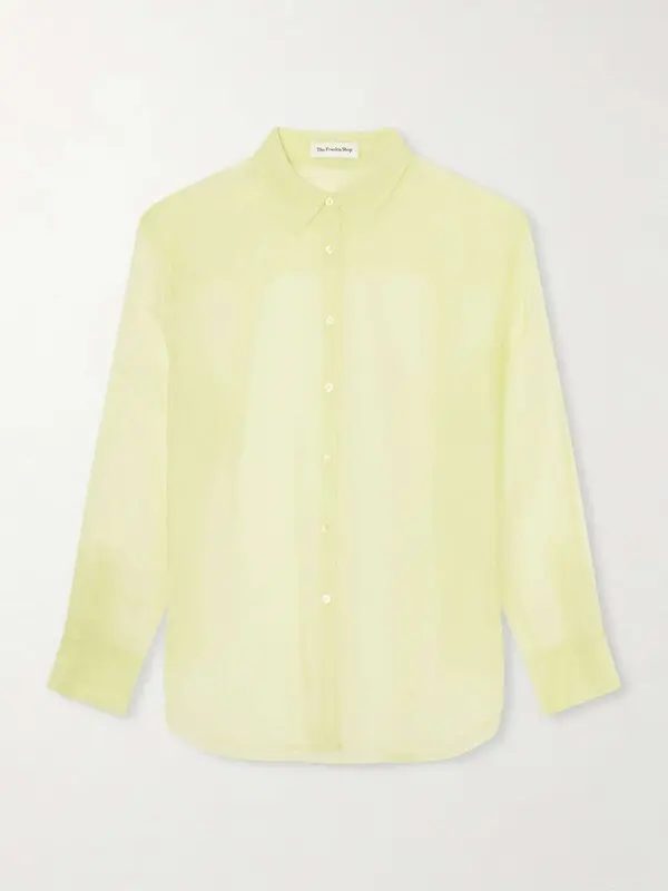 THE FRANKIE SHOP Peri Sheer Silk-blend Shirt - Pastel Yellow