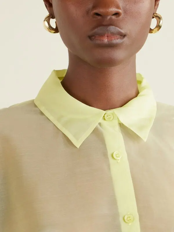 THE FRANKIE SHOP Peri Sheer Silk-blend Shirt - Yellow