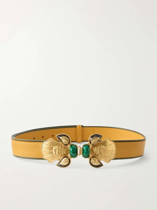 SONIA PETROFF Bee Gold-tone And Leather Belt - Yellow