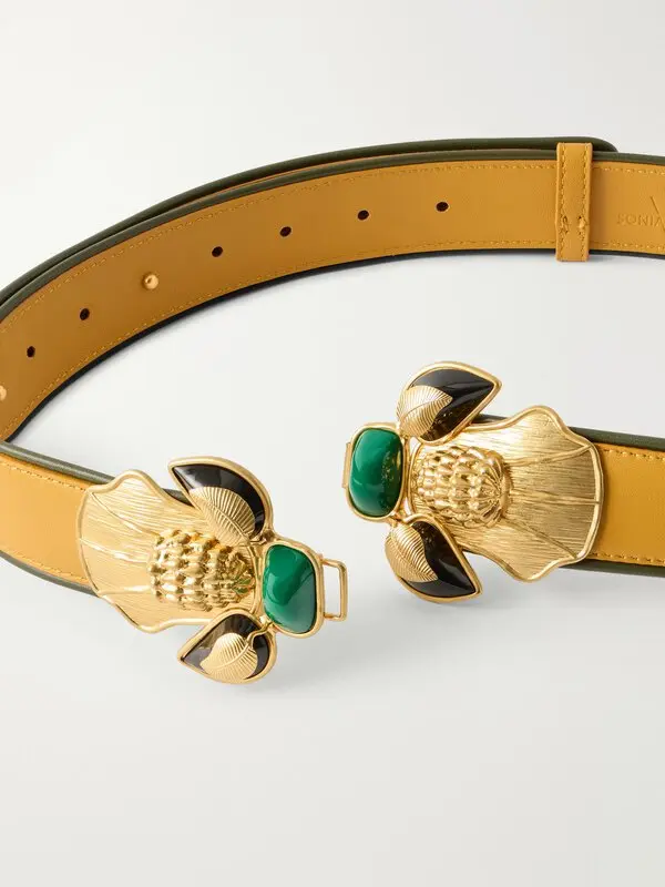 SONIA PETROFF Bee Gold-tone And Leather Belt - Yellow