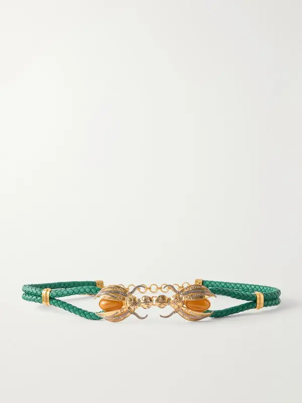 SONIA PETROFF Scarab Leather Belt - Green