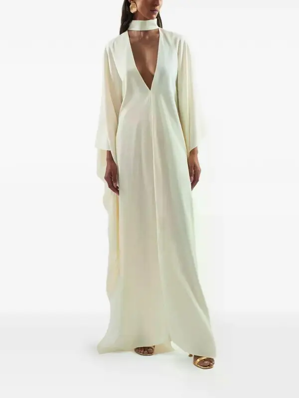 TALLER MARMO Ooo V-neck Wide-sleeves Maxi Dress - Neutrals
