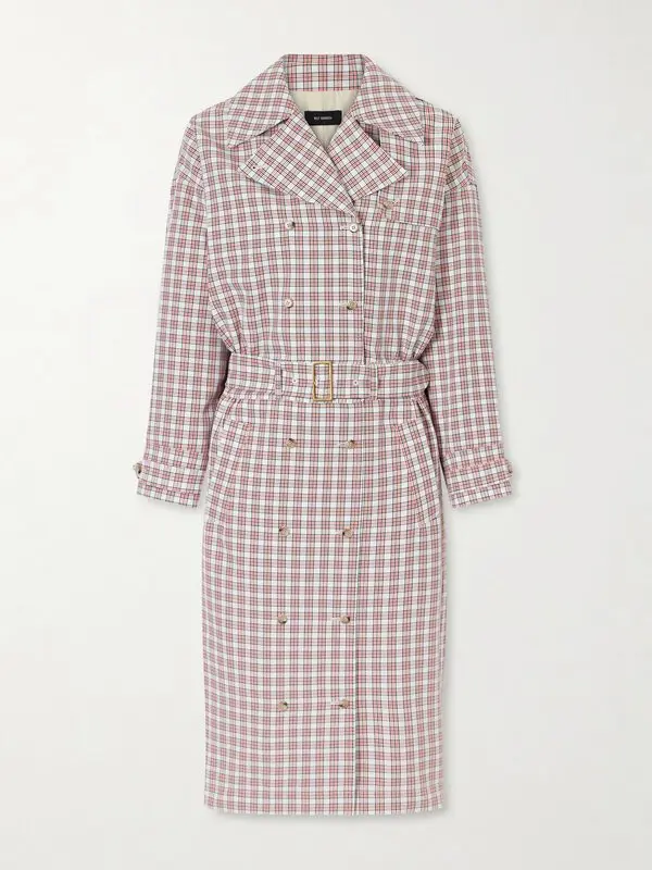 WILLY CHAVARRIA Checked Belted Cotton Trench Coat