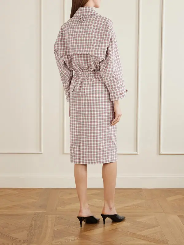 WILLY CHAVARRIA Checked Belted Cotton Trench Coat