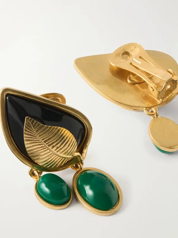 SONIA PETROFF Leaf Enamel Gold-plated Earrings