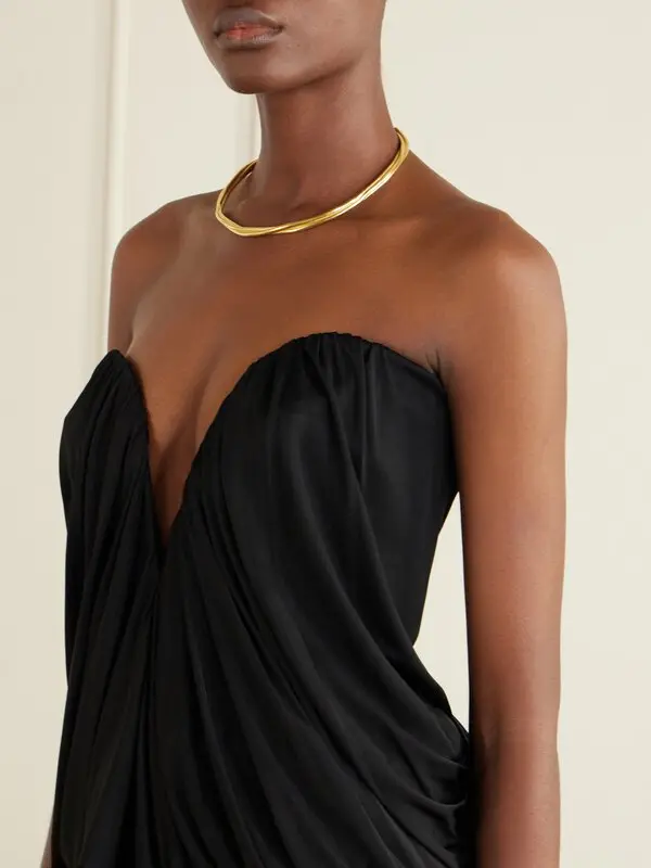 ILKYAZ OZEL Olivienne Draped Satin Bustier Top