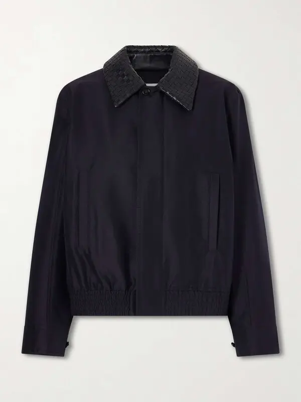 Bottega Veneta Intrecciato Leather-trimmed Canvas Jacket - Black