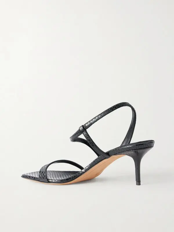 EMME PARSONS Delicat Lizard-effect Leather Sandals - Black