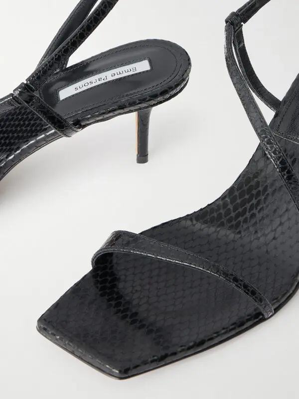 EMME PARSONS Delicat Lizard-effect Leather Sandals - Black