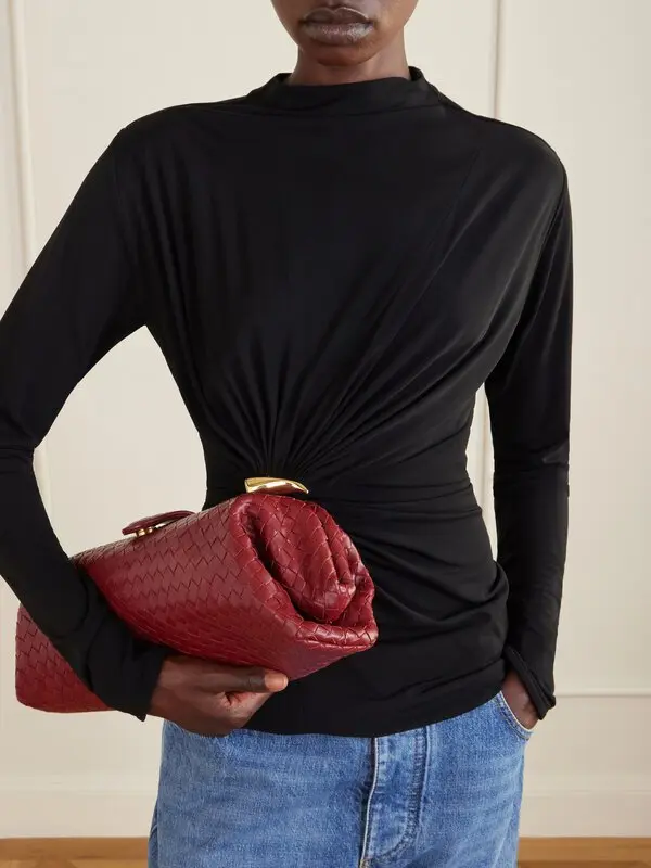 Bottega Veneta Lauren 1979 Intrecciato Leather Clutch - Red