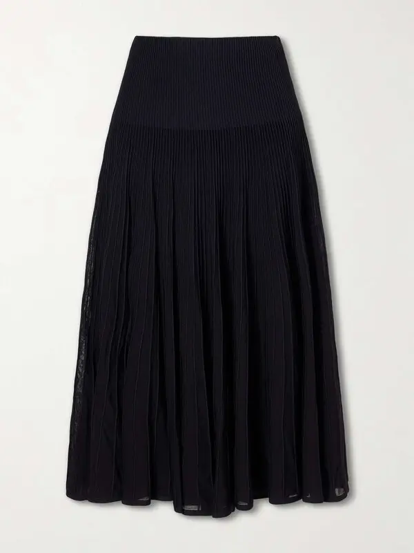 Ralph Lauren Celia Ribbed-knit Midi Skirt - Black