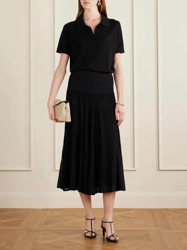 Ralph Lauren Celia Ribbed-knit Midi Skirt