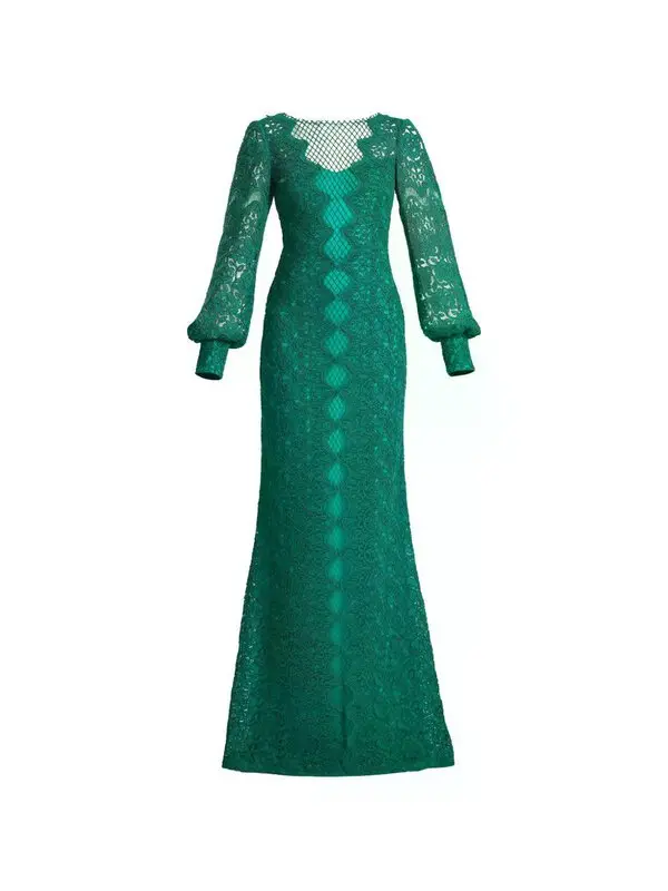 Tadashi Shoji Lace Long-sleeve Dress - Green