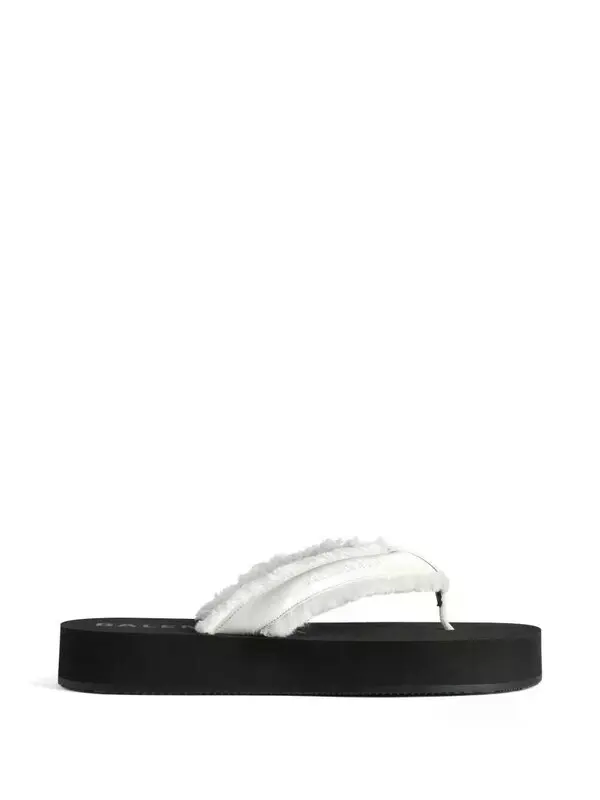 Balenciaga Jet Leg Frayed Slippers - White