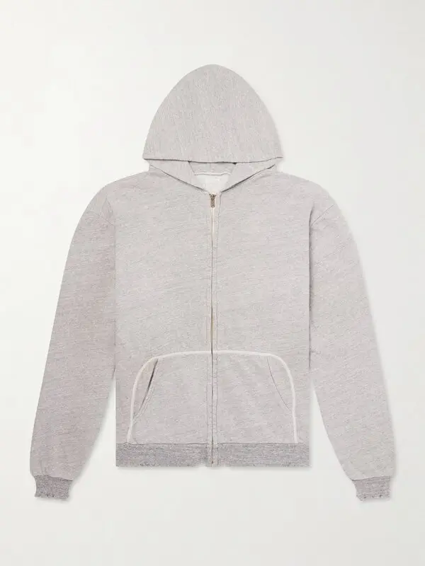 A.PRESSE Cotton-jersey Zip-up Hoodie - Gray