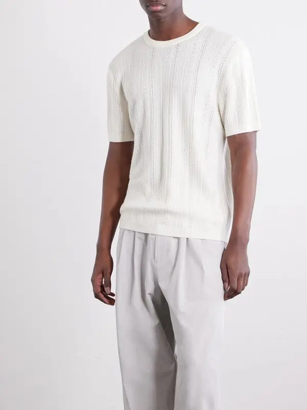 Aimé Leon Dore Striped Pointelle-knit Merino Wool T-shirt