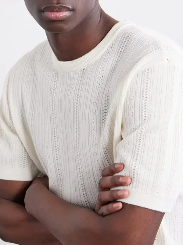 Aimé Leon Dore Striped Pointelle-knit Merino Wool T-shirt