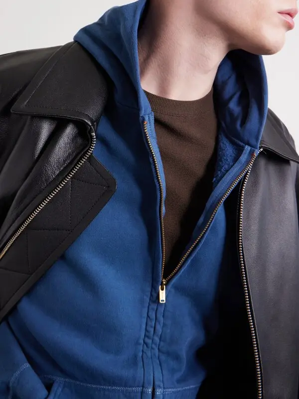 A.PRESSE Distressed Cotton-jersey Zip-up Hoodie