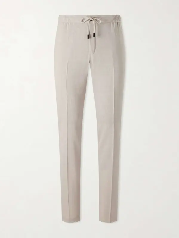 SLOWEAR Straight-leg Pleated Virgin Wool, Silk And Linen-blend Trousers - Cream