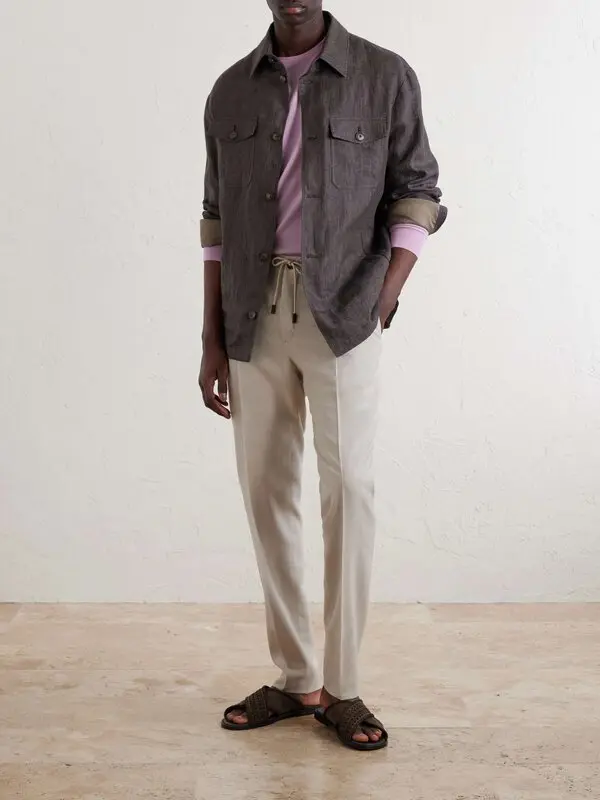 SLOWEAR Straight-leg Virgin Wool, Silk And Linen-blend Trousers