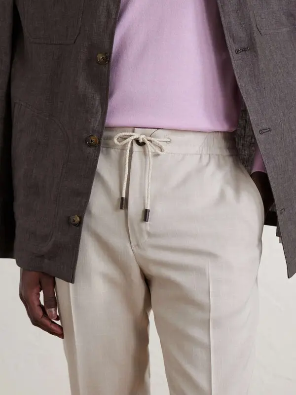 SLOWEAR Straight-leg Virgin Wool, Silk And Linen-blend Trousers