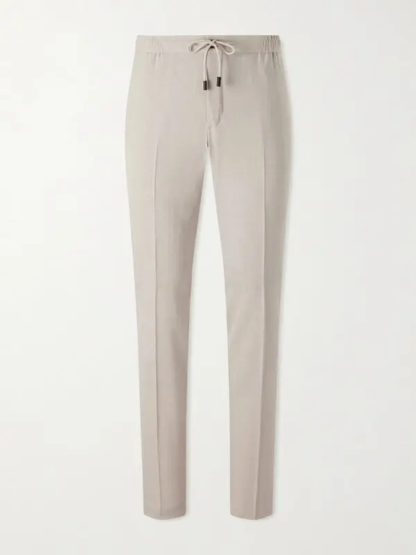 SLOWEAR Straight-leg Virgin Wool, Silk And Linen-blend Trousers - Neutrals