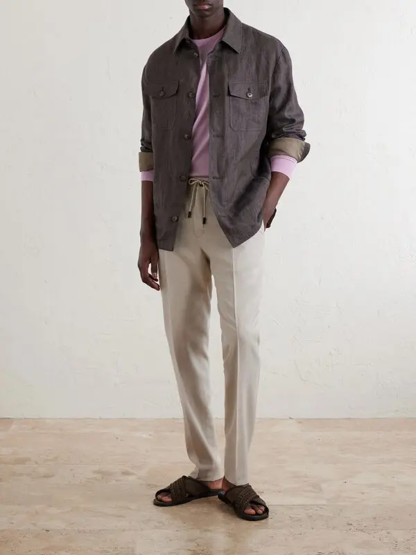 SLOWEAR Straight-leg Virgin Wool, Silk And Linen-blend Trousers