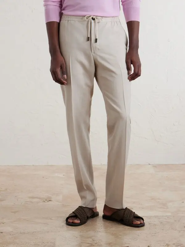 SLOWEAR Straight-leg Virgin Wool, Silk And Linen-blend Trousers