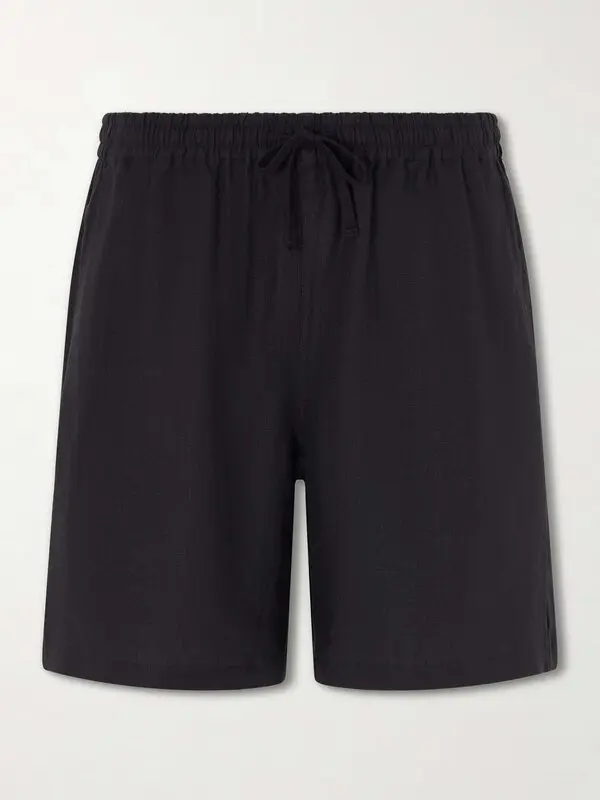 Aimé Leon Dore Straight-leg Linen Drawstring Shorts - Black