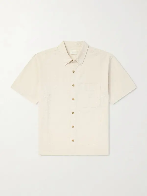Aimé Leon Dore Cropped Cotton-seersucker Shirt
