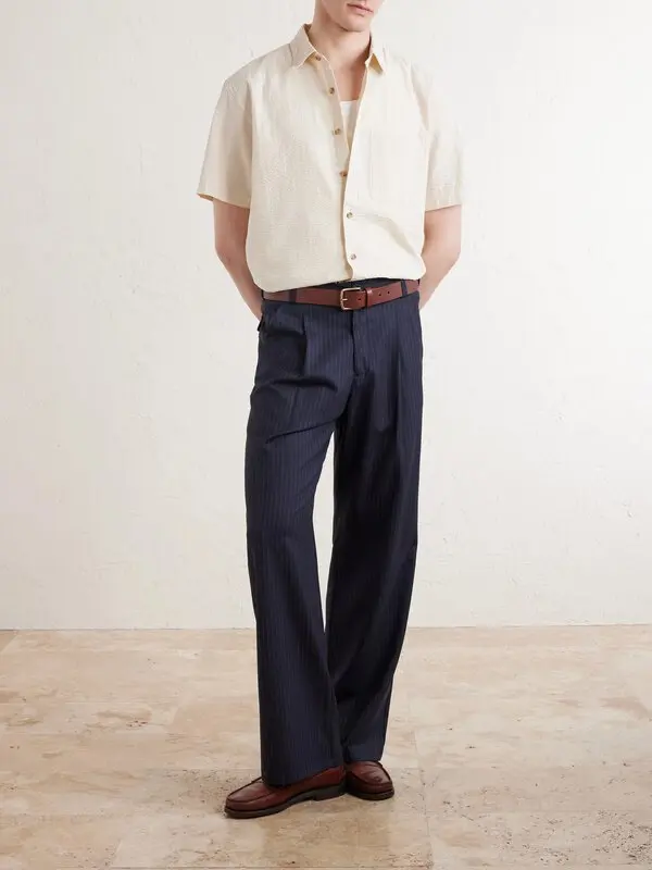 Aimé Leon Dore Cropped Cotton-seersucker Shirt