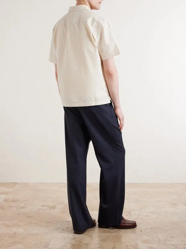 Aimé Leon Dore Cropped Cotton-seersucker Shirt