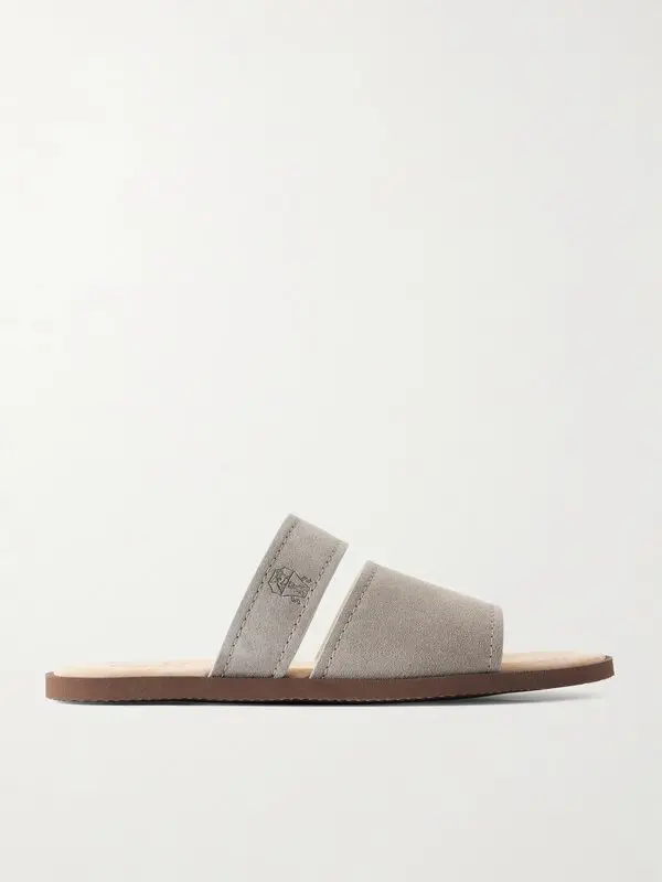 Brunello Cucinelli Suede Slides - Brown