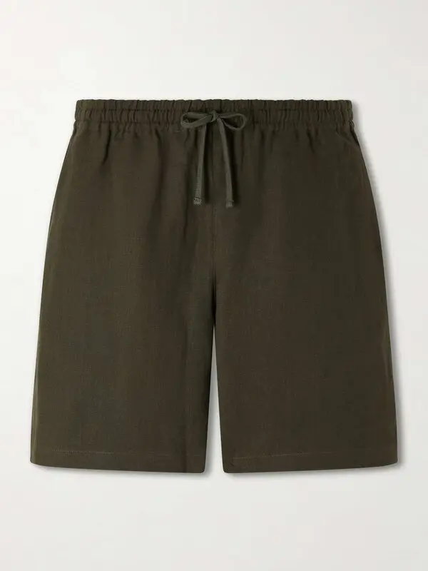 Aimé Leon Dore Straight-leg Linen Drawstring Shorts - Green