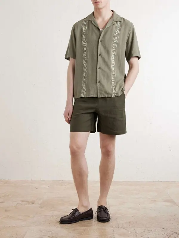 Aimé Leon Dore Straight-leg Linen Drawstring Shorts