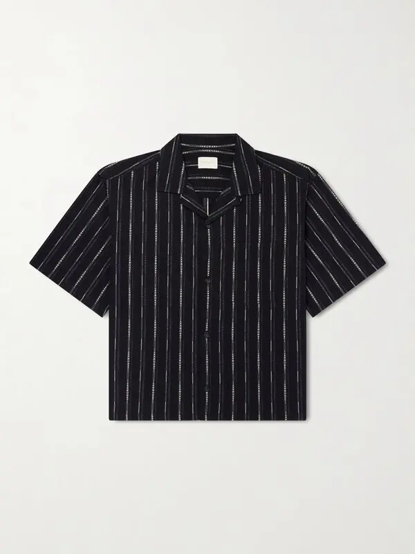 Aimé Leon Dore Camp-collar Striped Cotton-blend Jacquard Shirt
