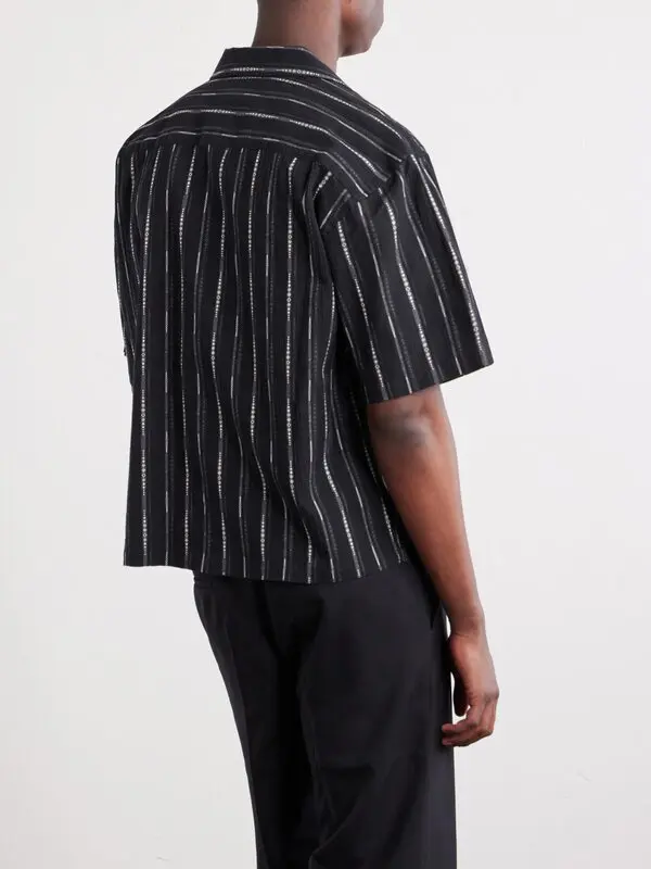 Aimé Leon Dore Camp-collar Striped Cotton-blend Jacquard Shirt