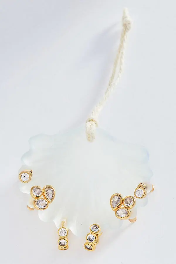 Anthropologie Set Of Three Crystal Earrings - Bezel Pack