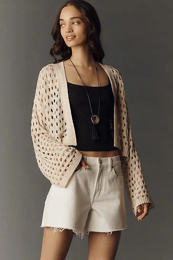 Anthropologie Crochet Cardigan - Cream